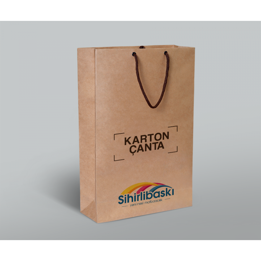 Karton Çanta - 200 Gr Kahverengi Kraft - L - Çift Renk Baskı ...